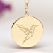 14k Solid Gold Hummingbird Necklace • Personalized Bird Pendant ...