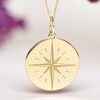 14k Solid Gold Compass Necklace Personalized Nautical Pendant Dainty ...