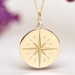 14k Solid Gold Compass Necklace Personalized Nautical Pendant Dainty ...