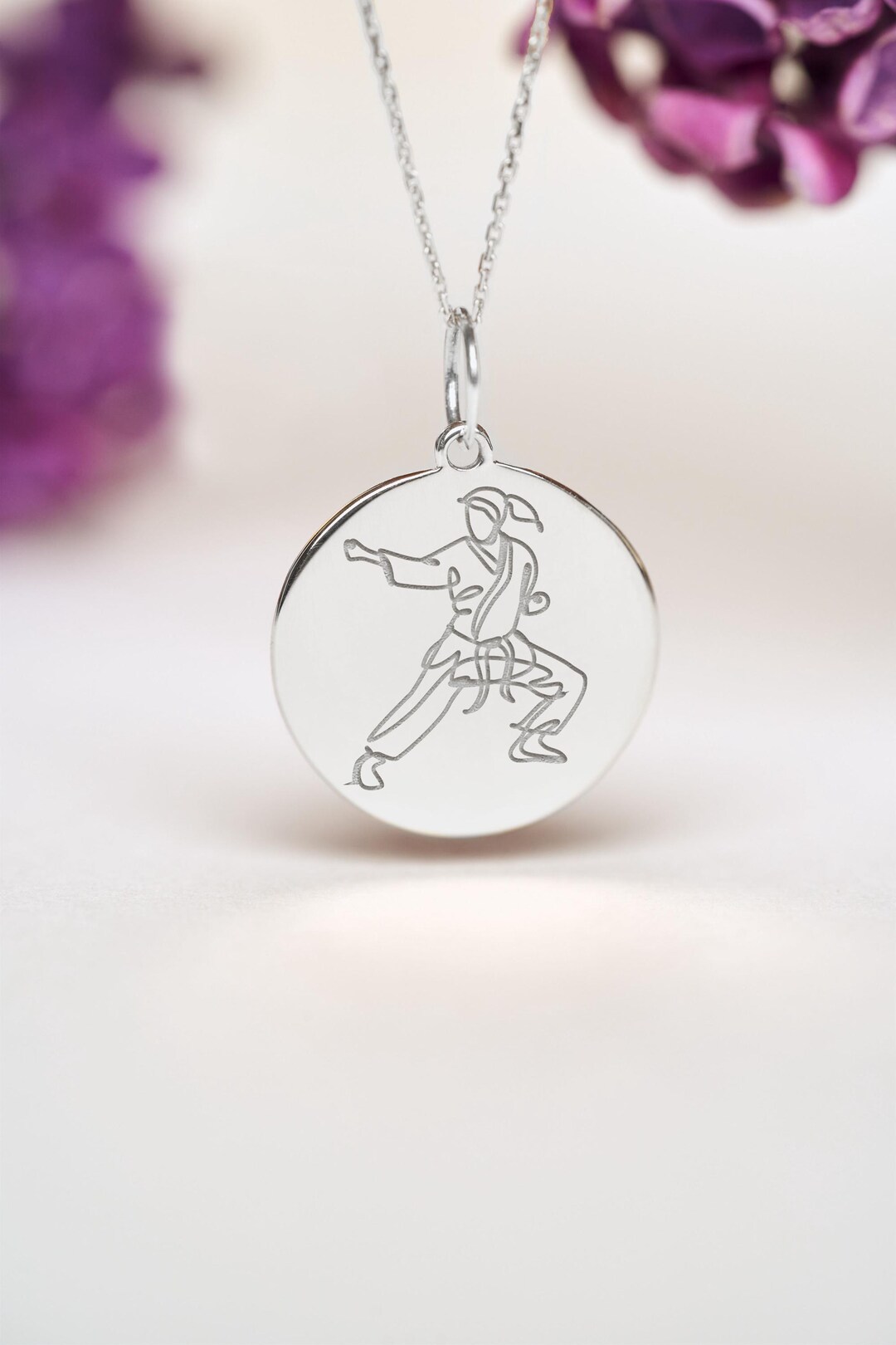 Sterling Silver Karate Necklace • Personalized Martial Arts Pendant ...