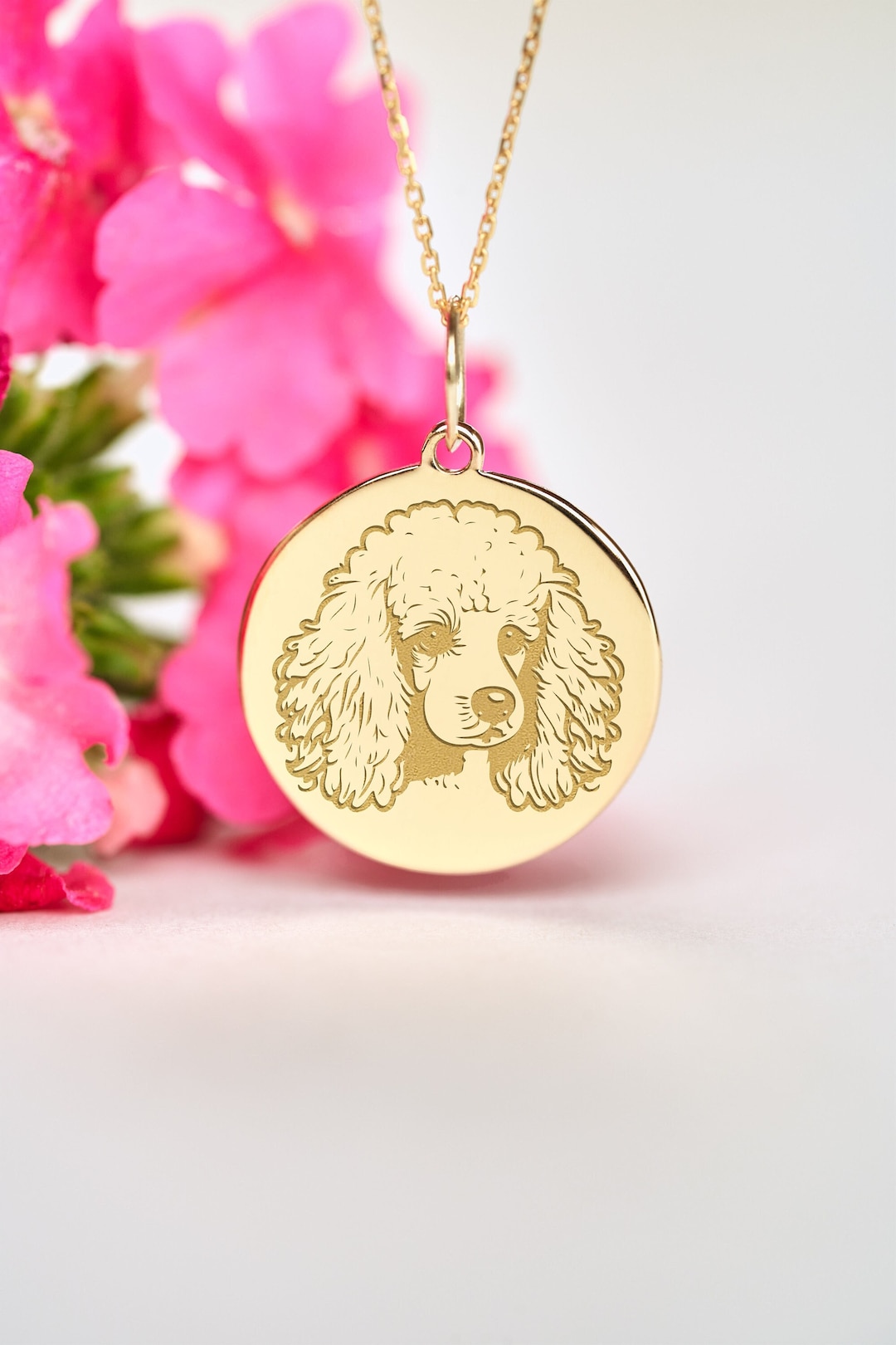14k Solid Gold Poodle Dog Necklace • Personalized Poodle Pendant ...