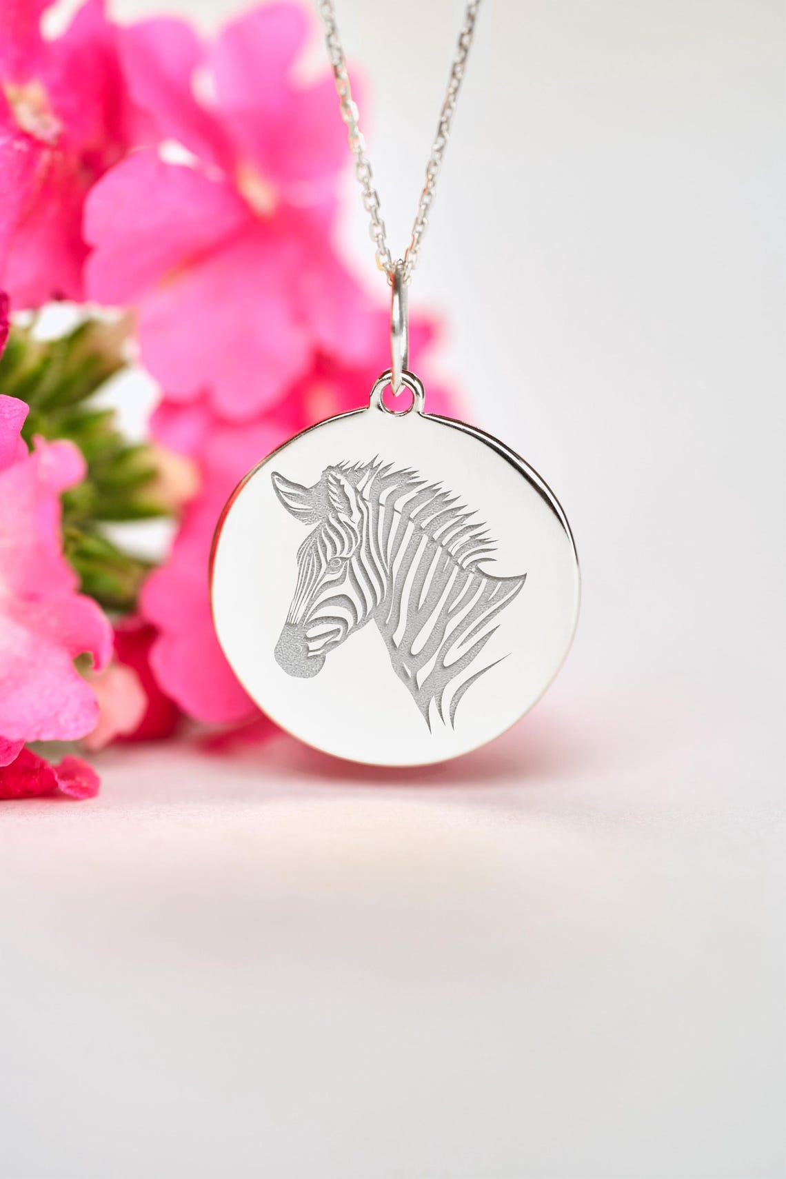 Sterling Silver Zebra Pendant • Personalized Safari Animal Necklace ...