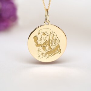 14k Solid Gold Golden Retriever Dog Necklace • Personalized Pet ...