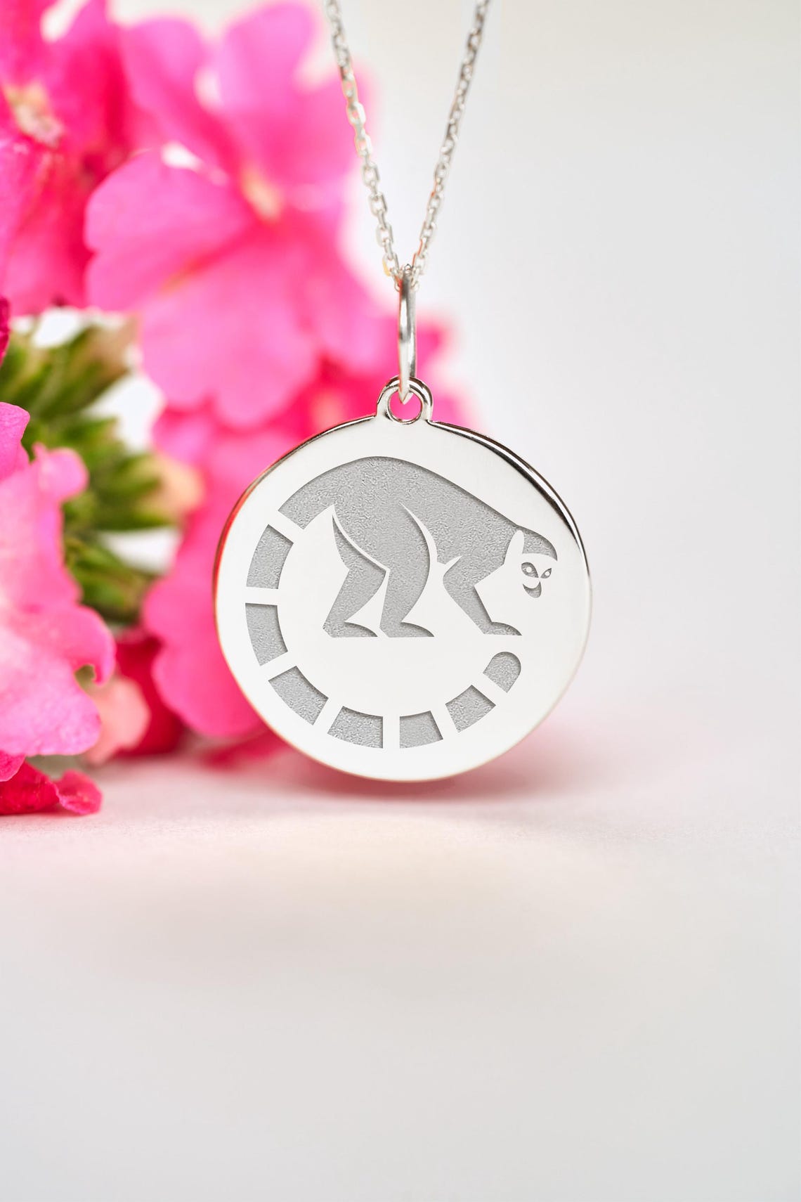 Sterling Silver Lemur Pendant • Personalized Jungle Animal Necklace ...