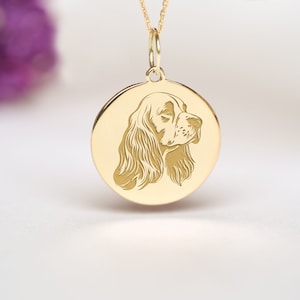 14k Solid Gold English Cocker Spaniel Dog Necklace Personalized English ...