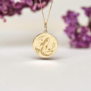 14k Solid Gold Space Rocket Pendant • Personalized Astronaut Necklace ...
