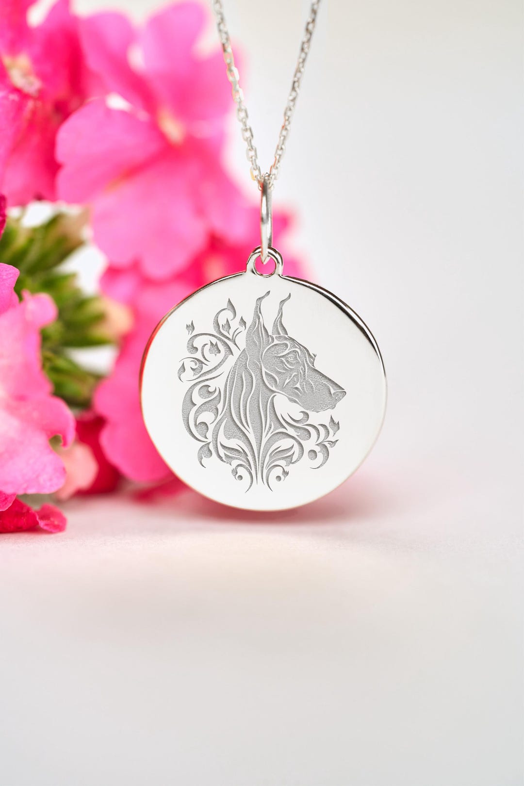 Sterling Silver Great Dane Necklace • Personalized Dog Pendant • Pet ...