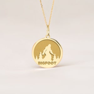 Bigfoot Necklace 14k Solid Gold • Adventure Lover Gift • Mythical ...