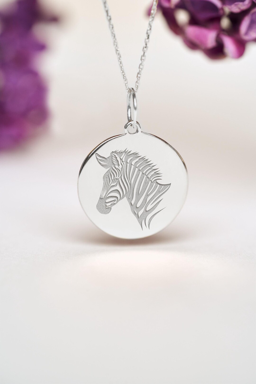 Sterling Silver Zebra Pendant • Personalized Safari Animal Necklace ...