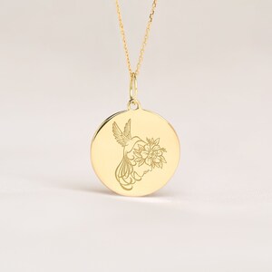 14k Solid Gold Hummingbird Pendant 14k Hummingbird Necklace Flying Bird ...