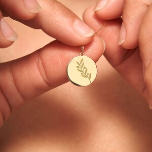 14k Solid Gold Olive Tree Branch Necklace • Personalized Peace Branch ...