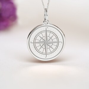Sterling Silver Compass Necklace • Personalized Nautical Pendant ...