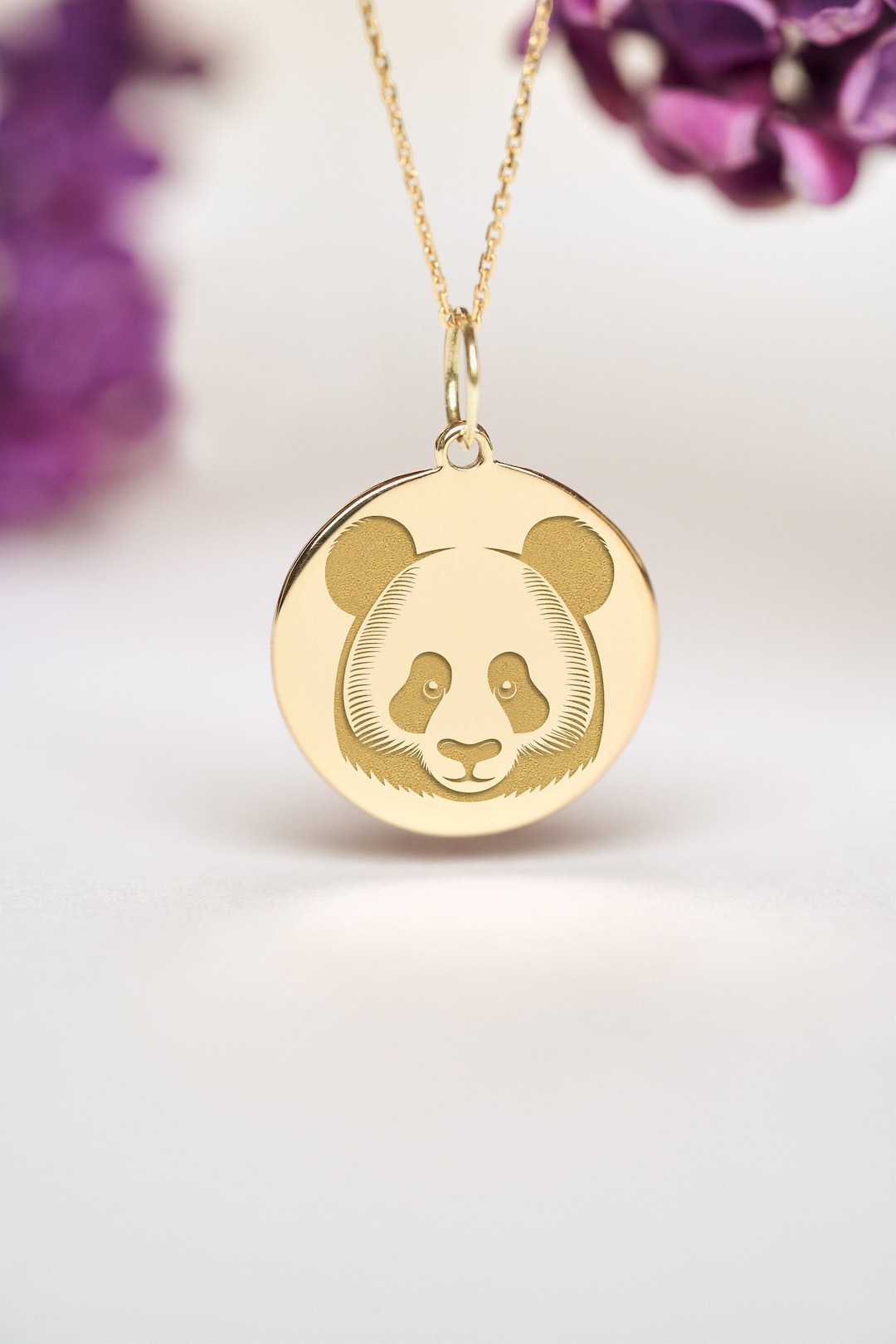 14k Solid Gold Panda Necklace • Personalized Cute Animal Pendant • Gift ...