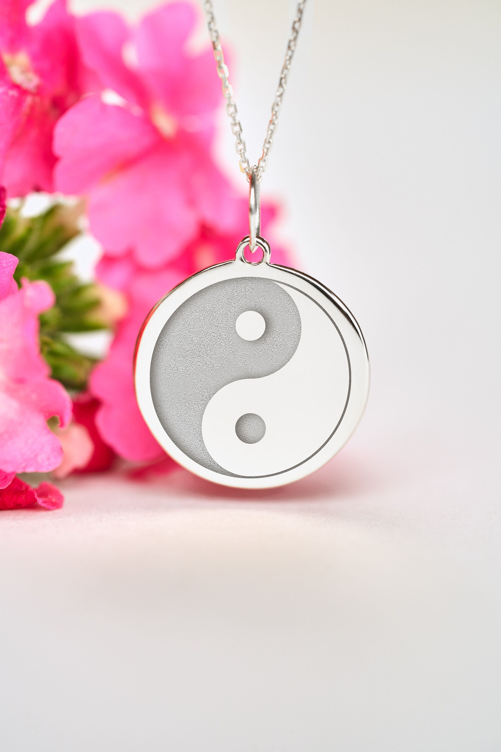 Sterling Silver Yin Yang Necklace Personalized Yin Yang Necklace Pendant Dainty Yin Yang Necklace Charm Etsy