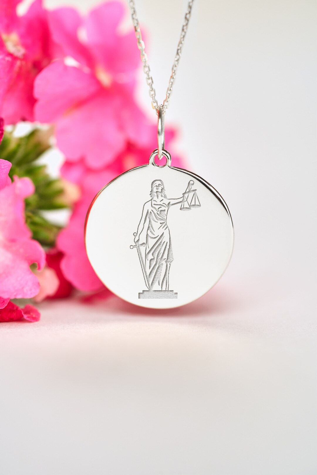 Sterling Silver Lady Justice Necklace • Personalized Gift for Law ...