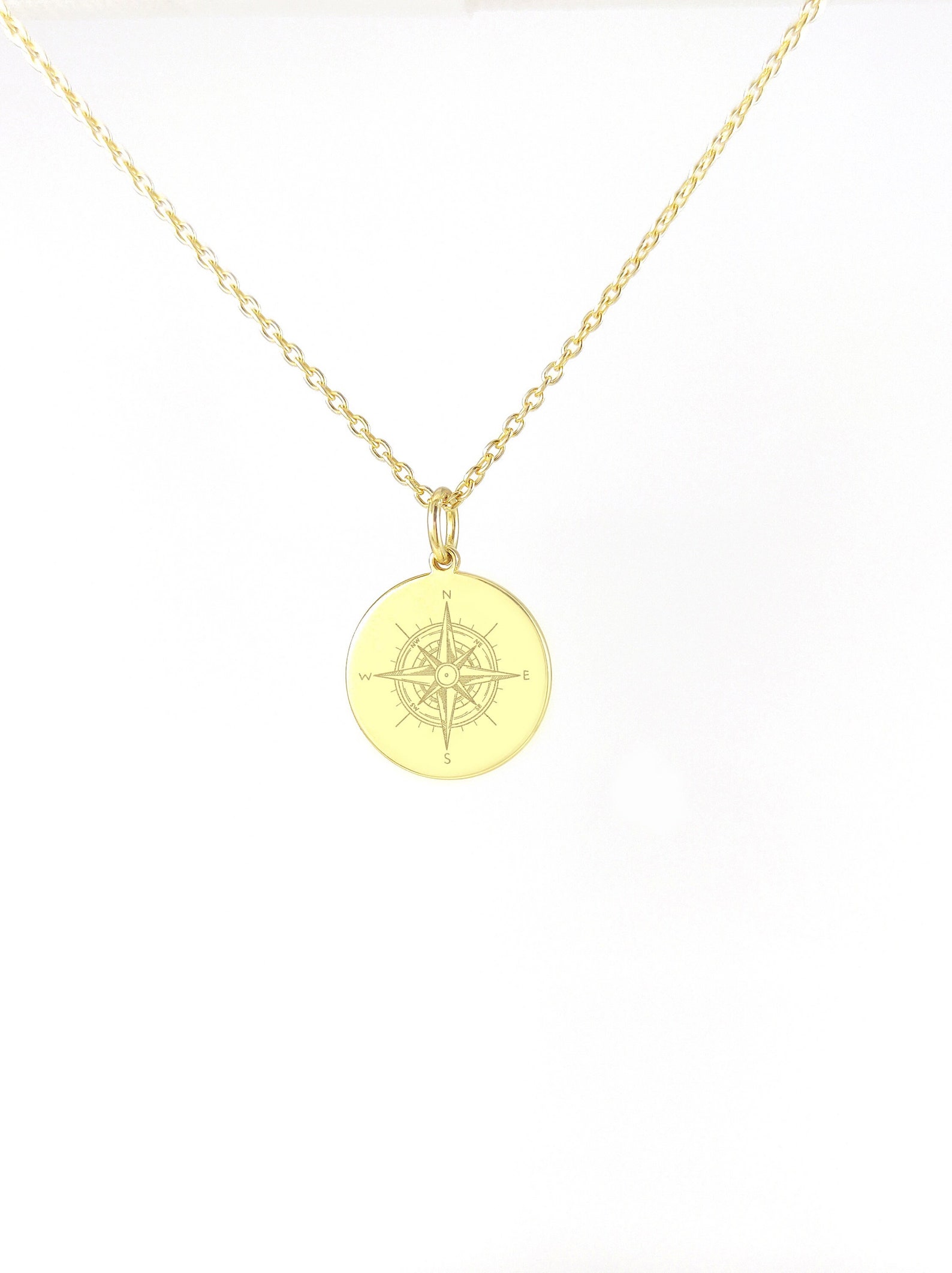14k Solid Gold Compass Necklace Graduation Gift - Etsy