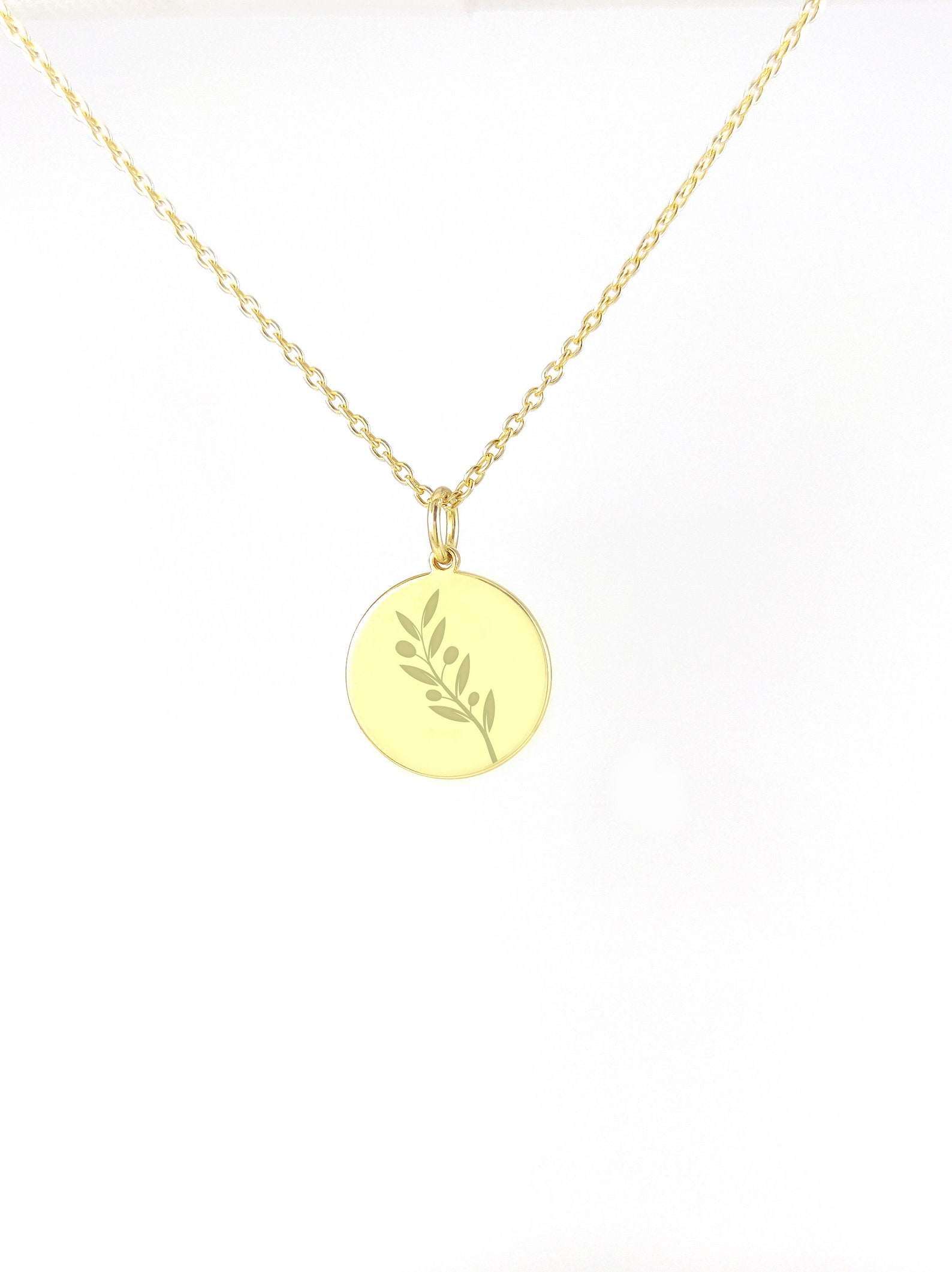 14k Solid Gold Olive Tree Branch Necklace Personalized Olive - Etsy