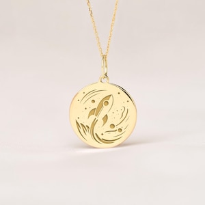14k Solid Gold Space Rocket Pendant • Personalized Astronaut Necklace ...
