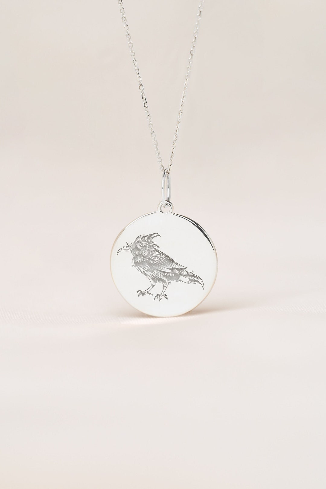 Sterling Silver Crow Necklace Personalized Celtic Crow Pendant Dainty ...