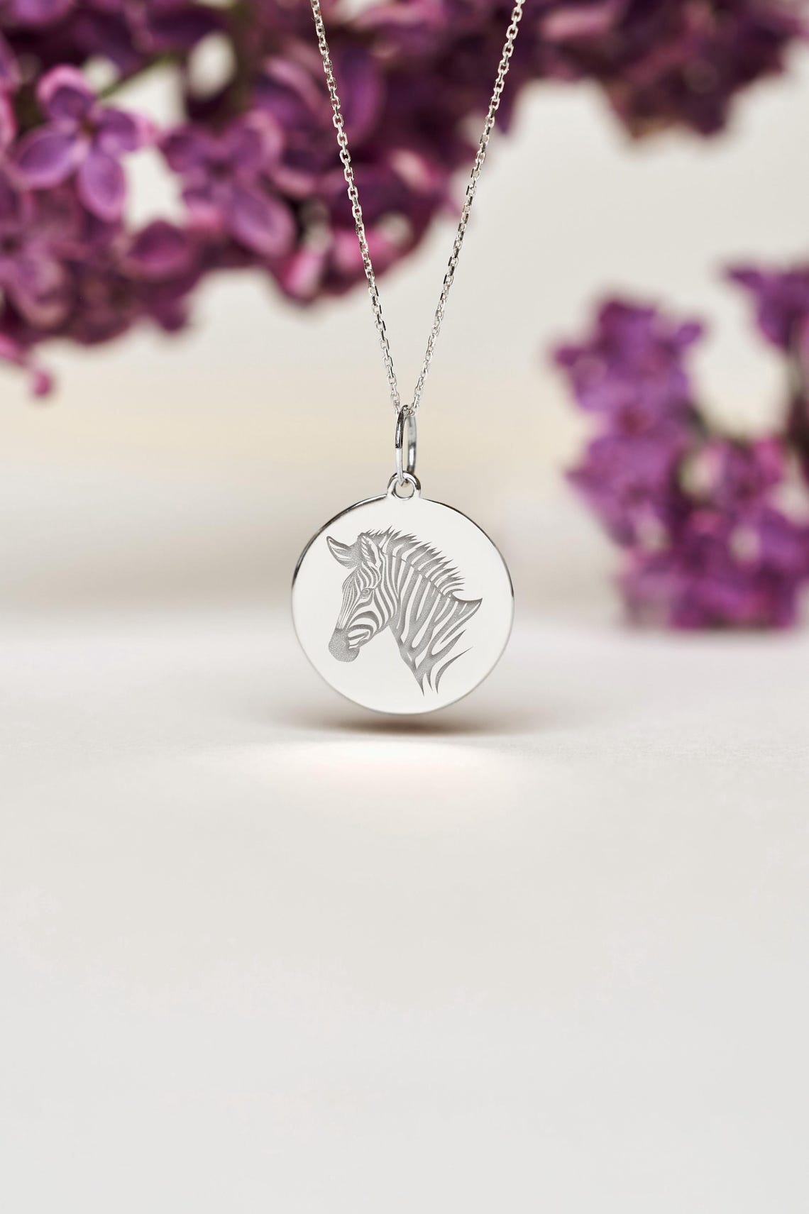 Sterling Silver Zebra Pendant • Personalized Safari Animal Necklace ...
