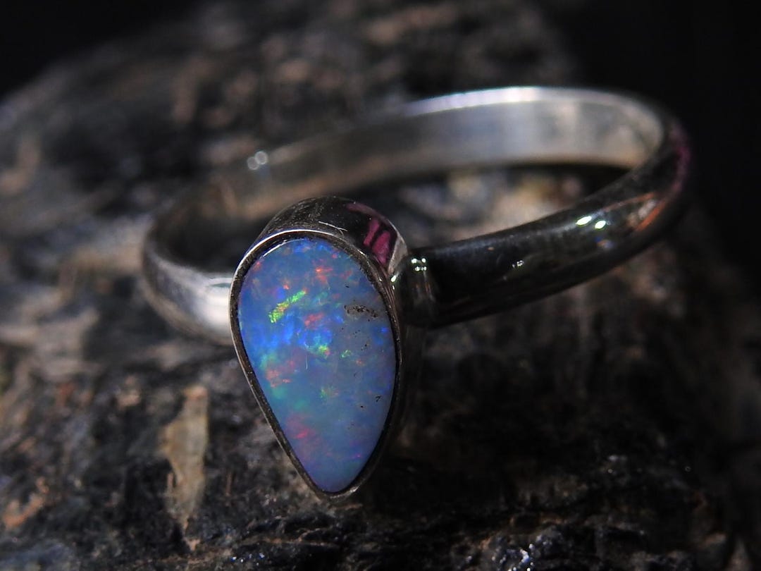 Australian Multi Fire Doublet Opal Handmade Sterling Silver Ring ...