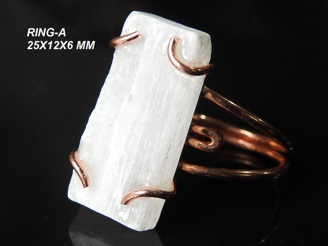 Selenite Natural Rough Wire Wrapping Copper Ring/gift for Her ...