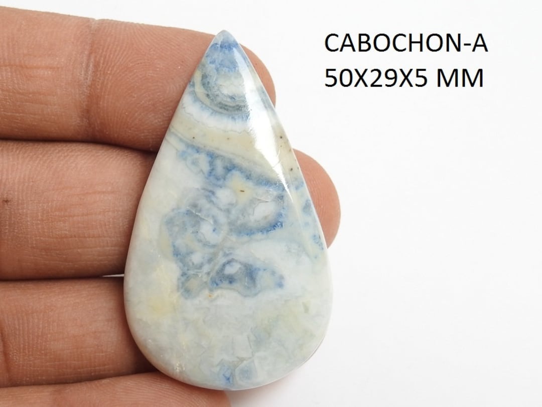Blue Scheelite Smooth Pear Shape Cabochon/loose Stone/handmade Gemstone ...