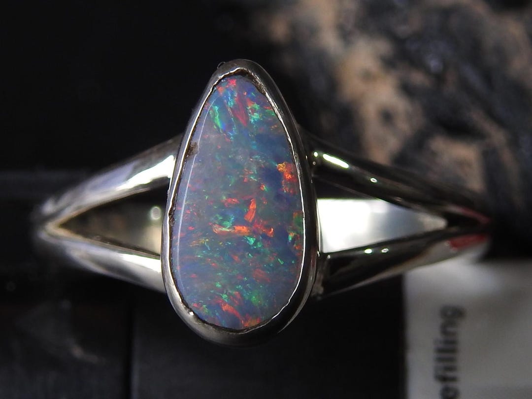 Australian Multi Fire Doublet Opal Handmade Sterling Silver Ring ...