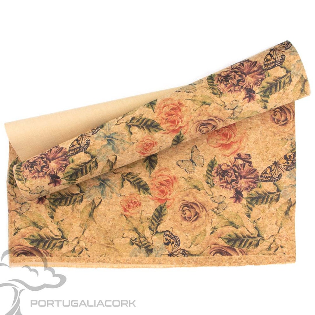 SUBERISE Cork Leather Printing Roses Garden 50x140 Cm an Eco-friendly ...