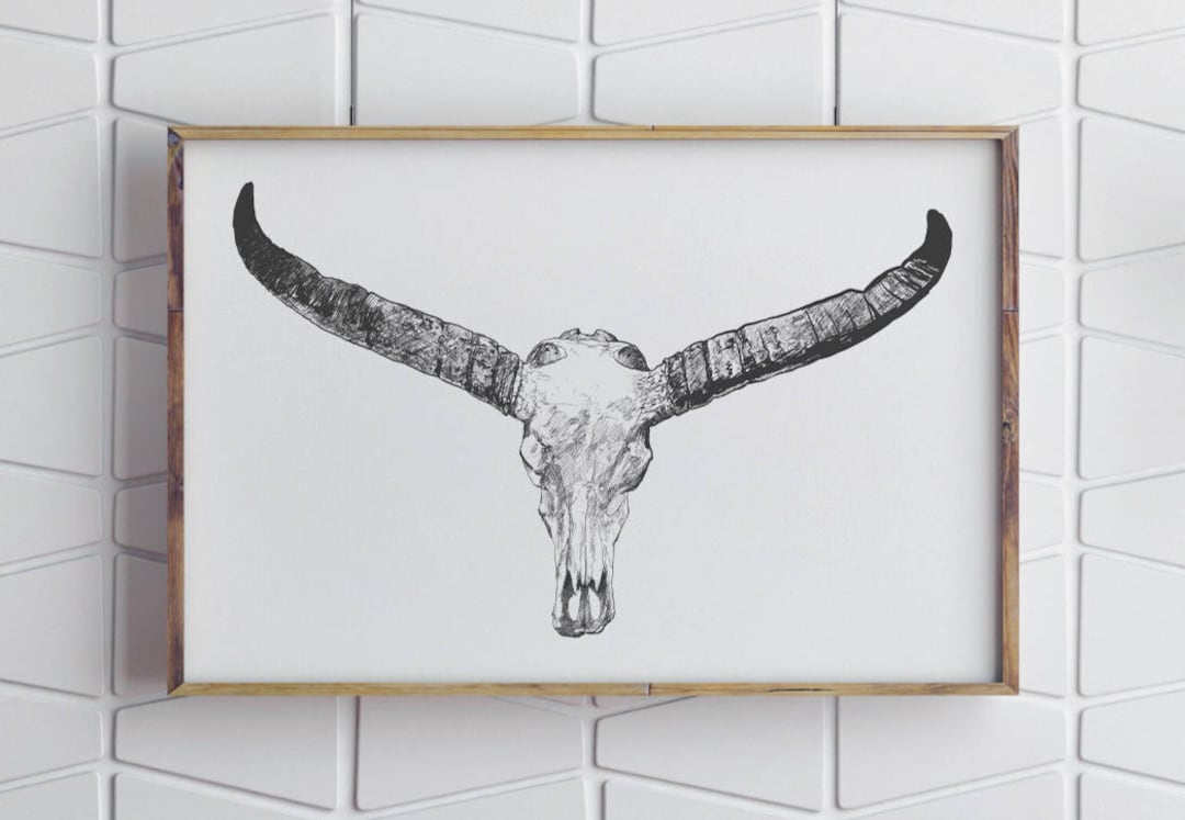 Printable Longhorn Art, Longhorn Print, Contemporary Art, Contemporary ...