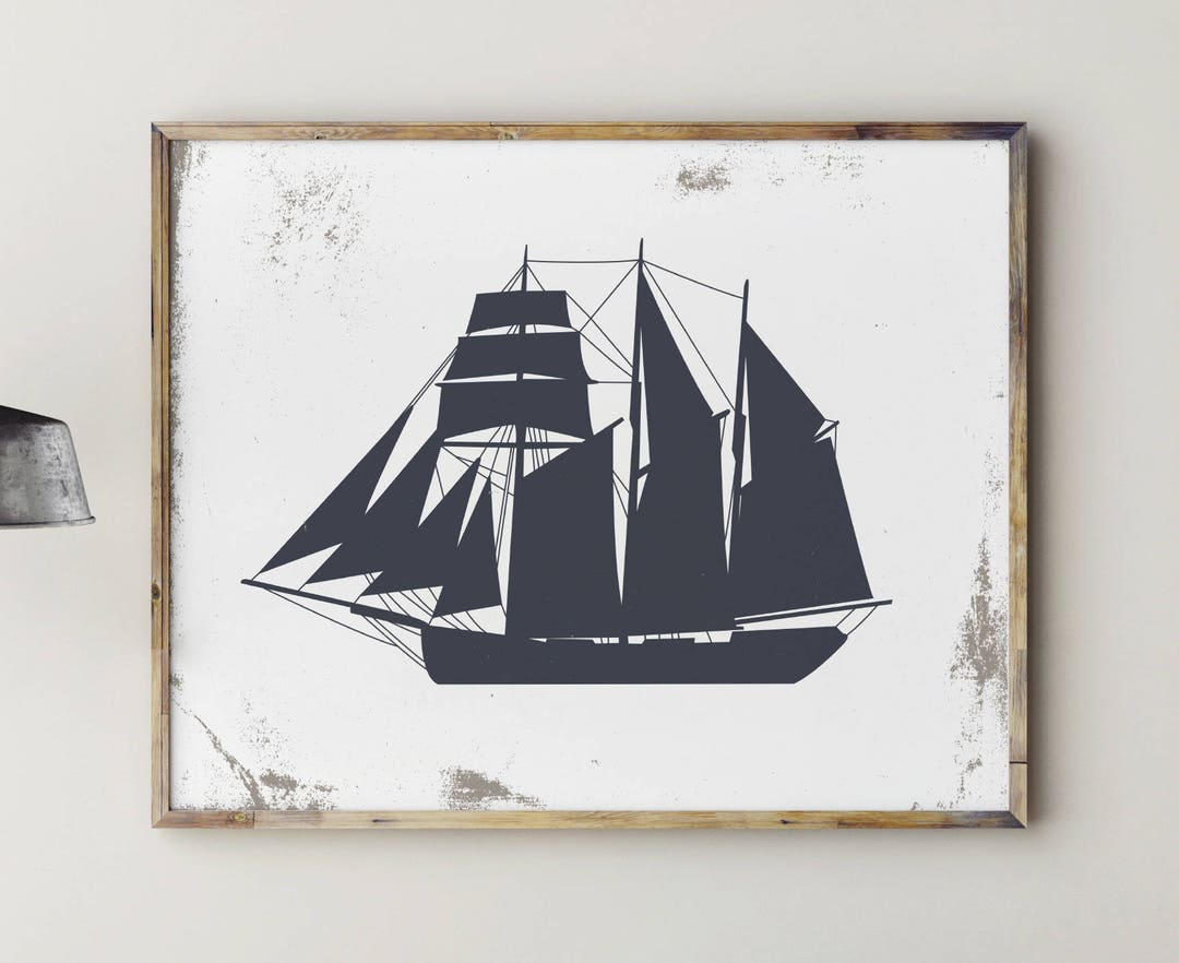 Printable Nautical Wall Decor, Ship Print, Nautical Boys Room Decor ...