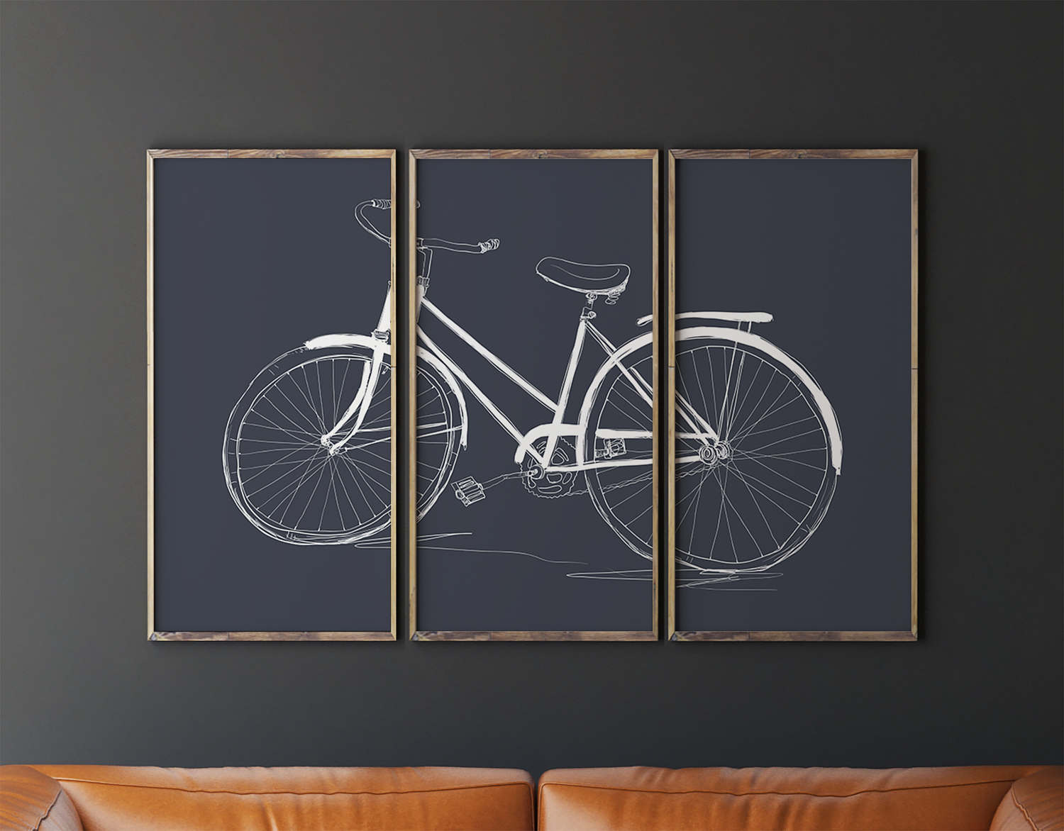 Printable Bicycle Art, Bicycle Wall Art, Bicycle Triptych, Navy Blue ...