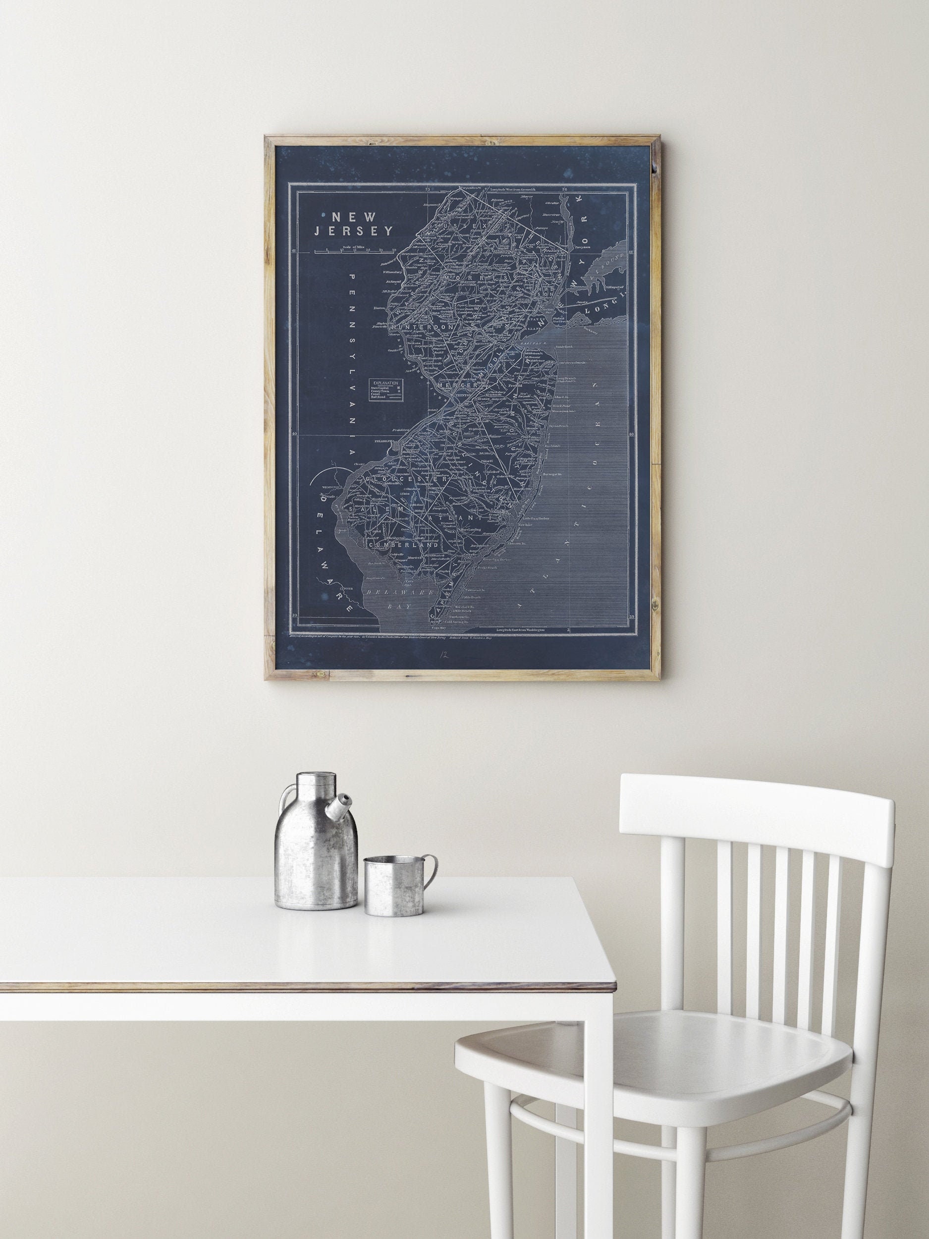 NJ Map Art New Jersey Map Print Historical Maps Historical | Etsy