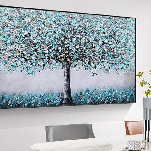 Tree Painting on Canvas Original Grass Large Painting/framed - Etsy