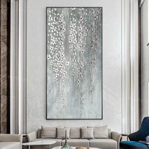 Silver Art Framed Wall Art Wall Painting Abstract Floral - Etsy