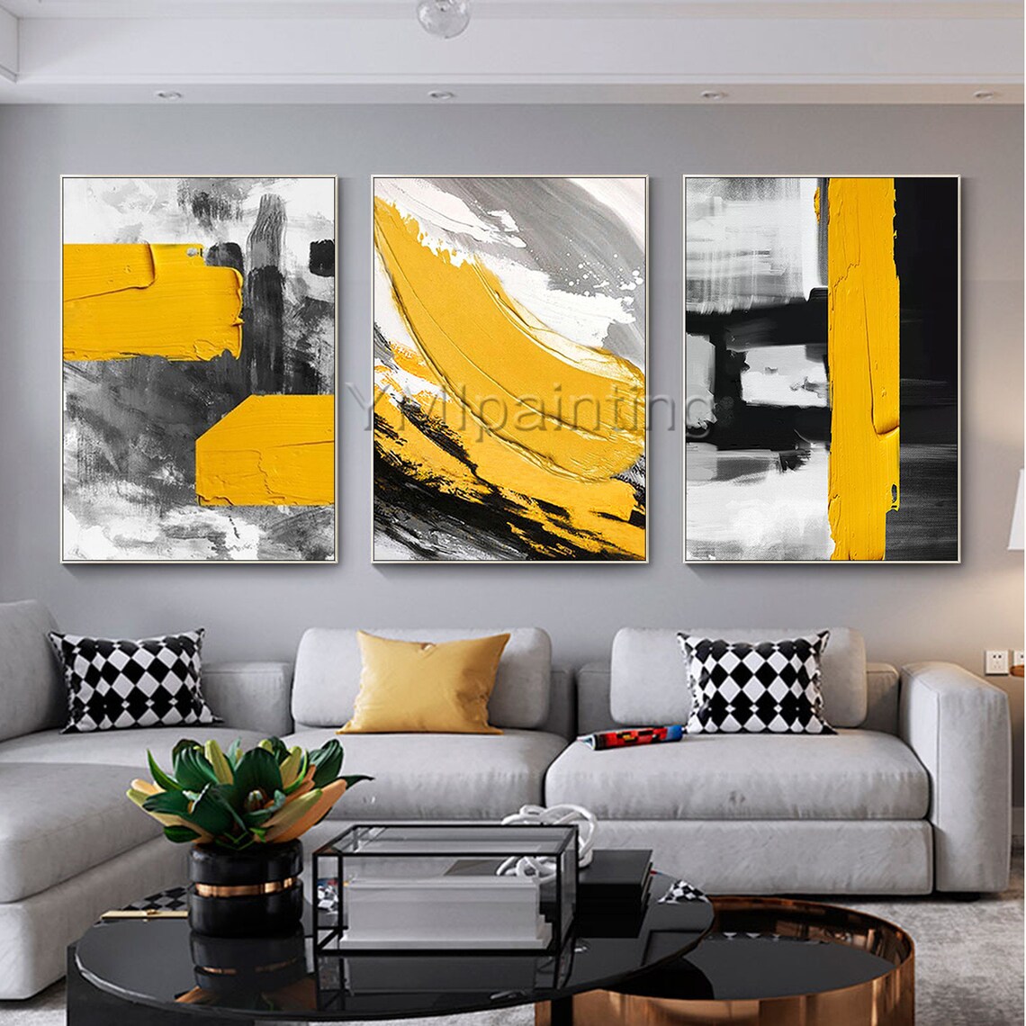 Abstract Acrylic framed wall art Paintings On Canvas black | Etsy