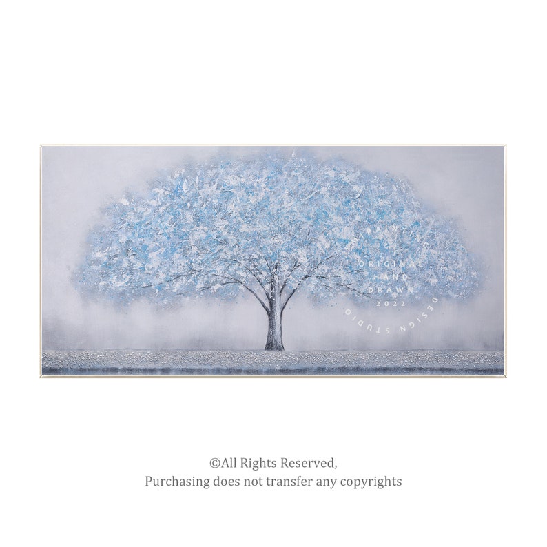 Abstract Blue Tree Painting With Stonetree of Life - Etsy