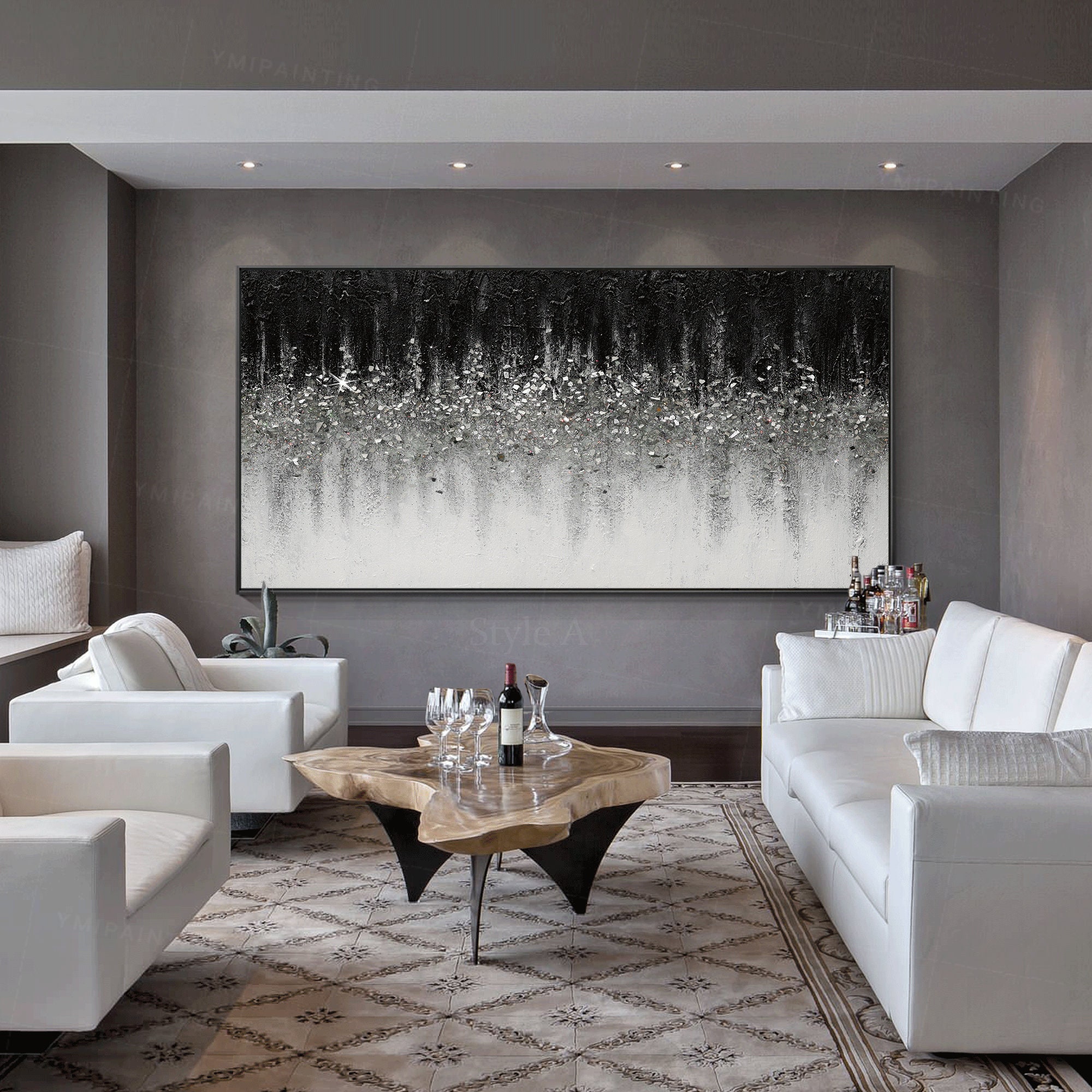 Glitter Wall Art/glitter Glass Painting/original Textured - Etsy UK