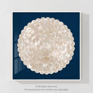 Xlarge 3D Capiz Shell Wall Art With Pearl,navy Gold Seashell Art,shell ...