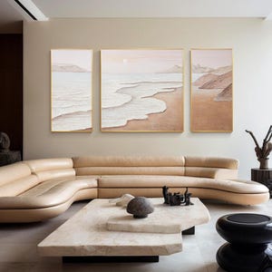 3D Beach Wall Art,brown Wall Art,wab-sabi Wall Art,beach Painting,3d ...