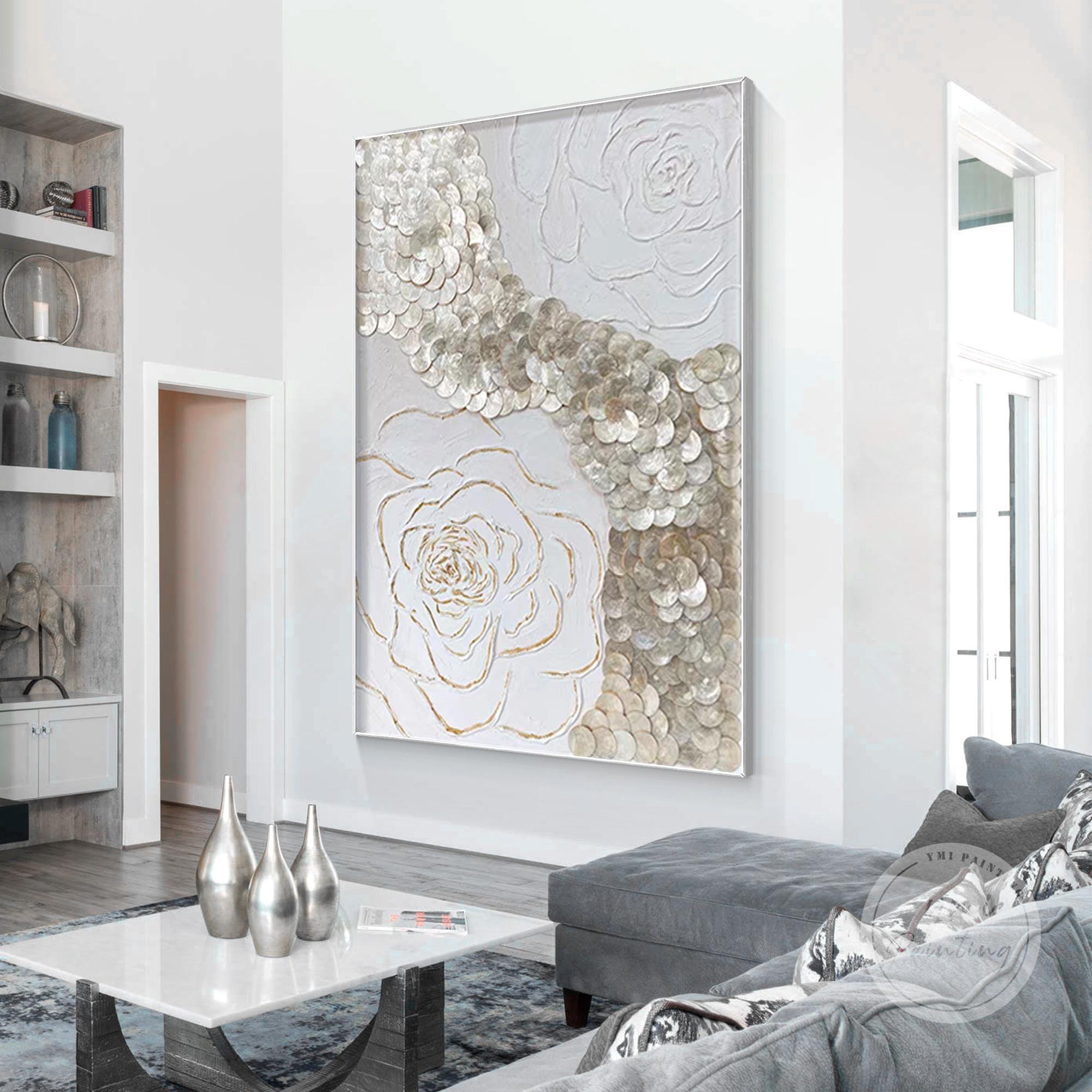 3D Capiz Shell Flower Wall Art: Large Modern Floral Decor - Etsy
