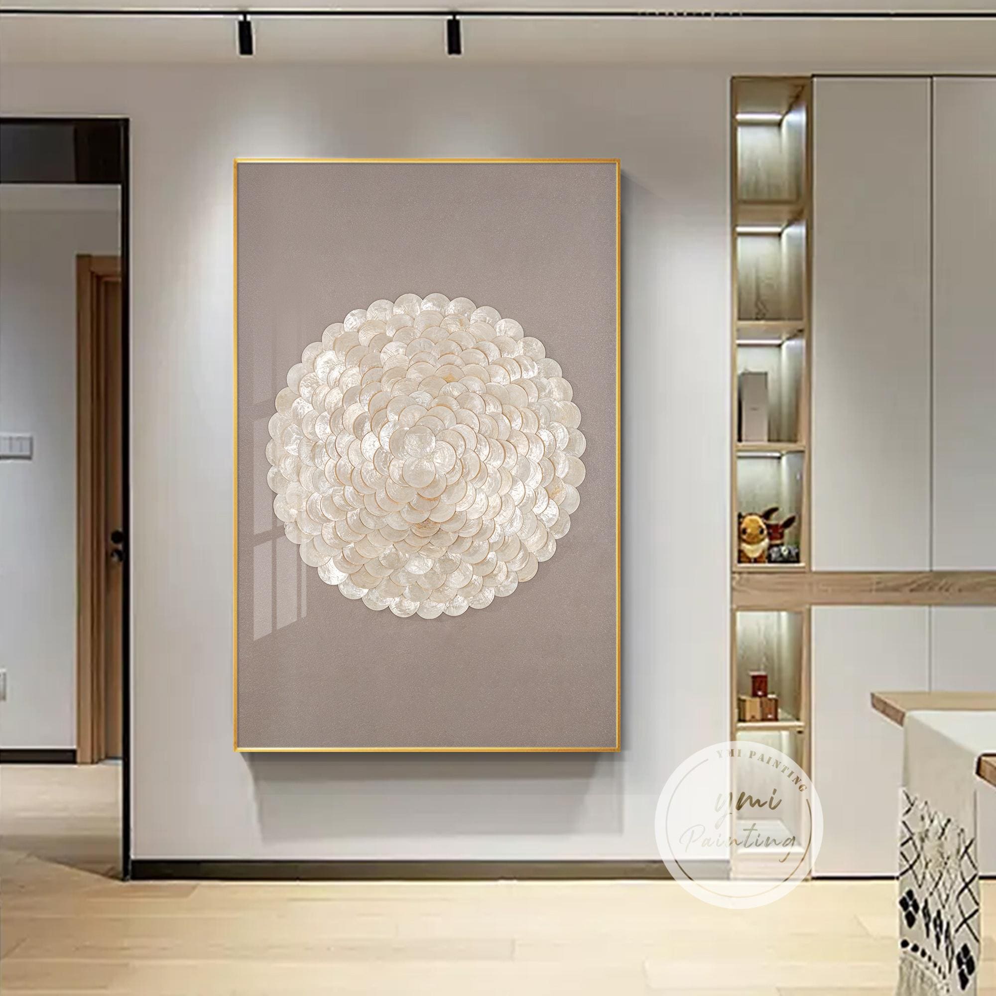 3D Capiz Shell Wall Art: Luxury Coastal Shadowbox,living Room Wall Art ...