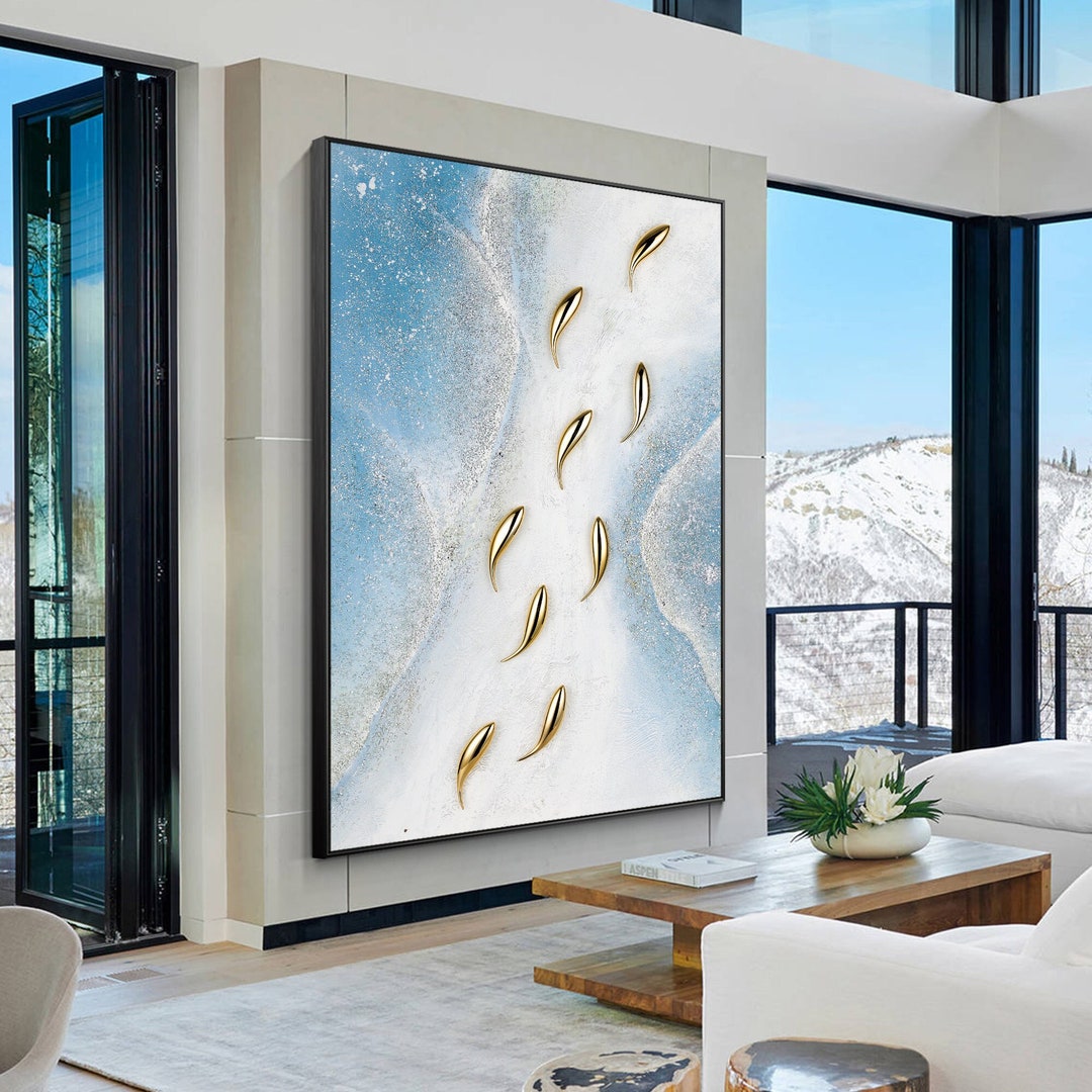 Original Gold 3D Koi Fish Painting,fish Art,crushed Glass Art,silver ...