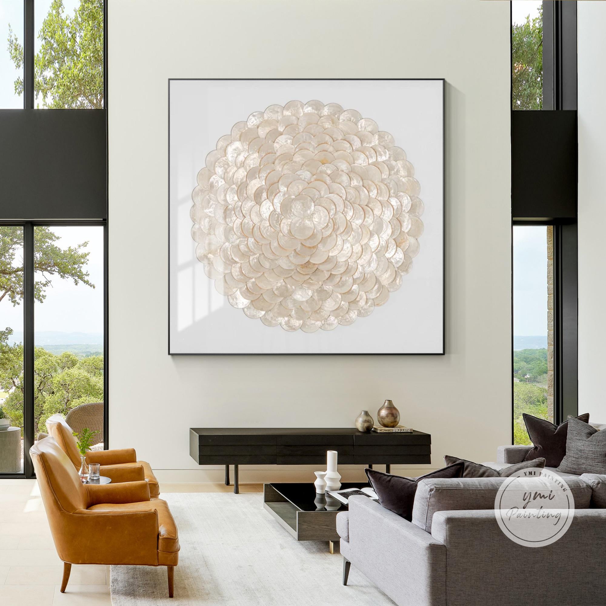 3D Capiz Shell Wall Art: White & Gold Coastal Decor,oversized Wall Art ...