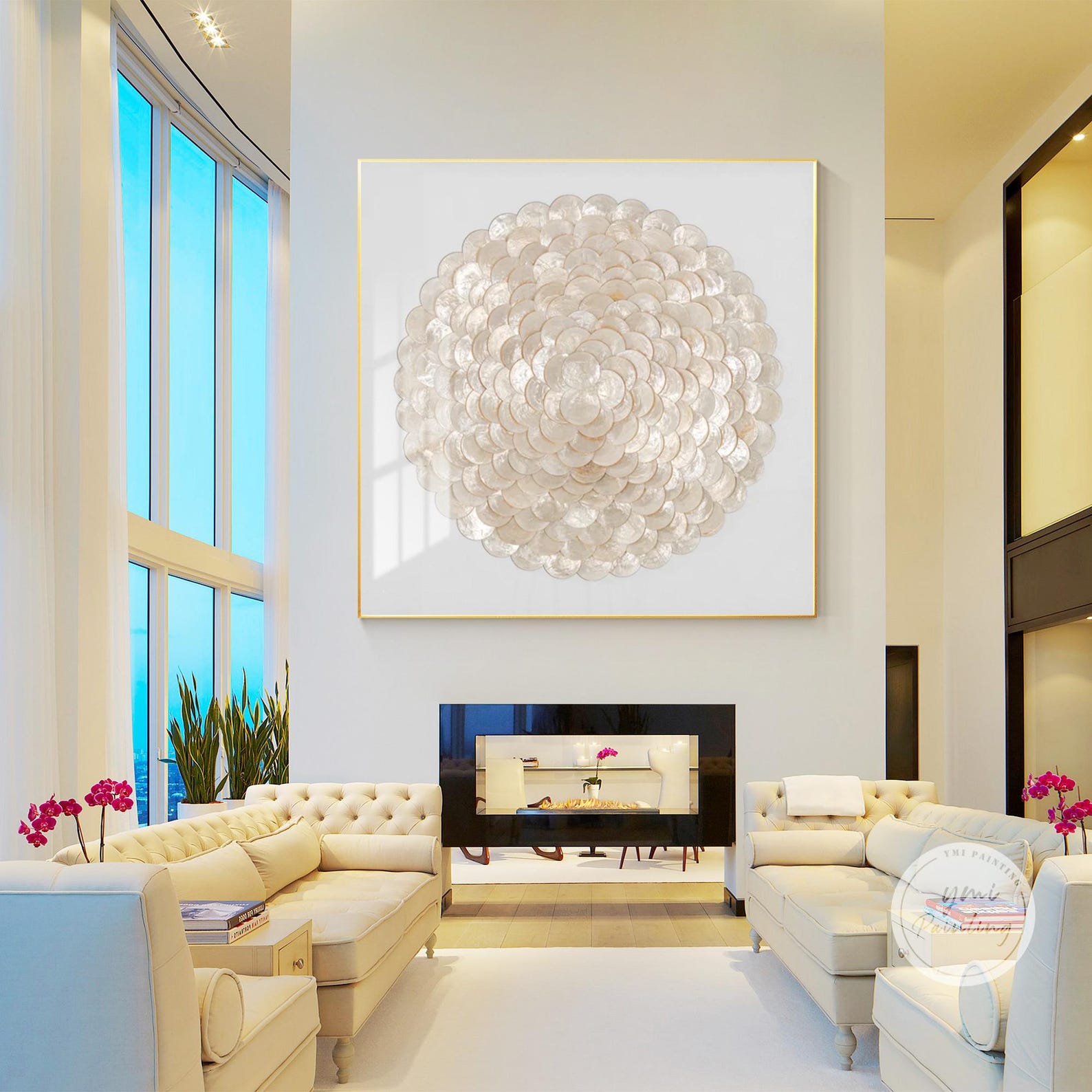 3D Capiz Shell Wall Art: White & Gold Coastal Decor,oversized Wall Art ...