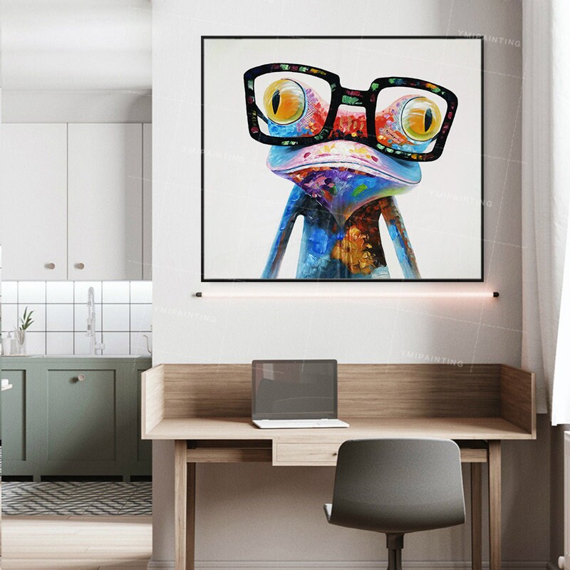 Frog Painting Pop Art Animal Painting Palette Knife Texture | Etsy