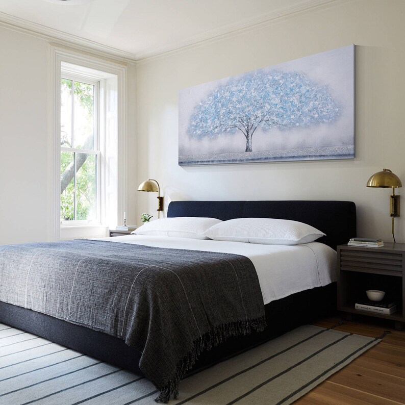 Abstract Blue Tree Painting With Stonetree of Life - Etsy