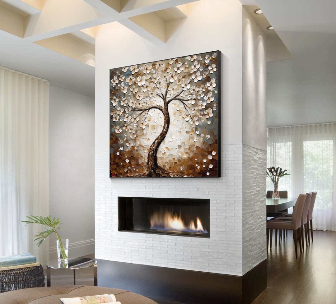 Brown Tree Flower Painting,large Tree of Life Painting,brown Tree ...