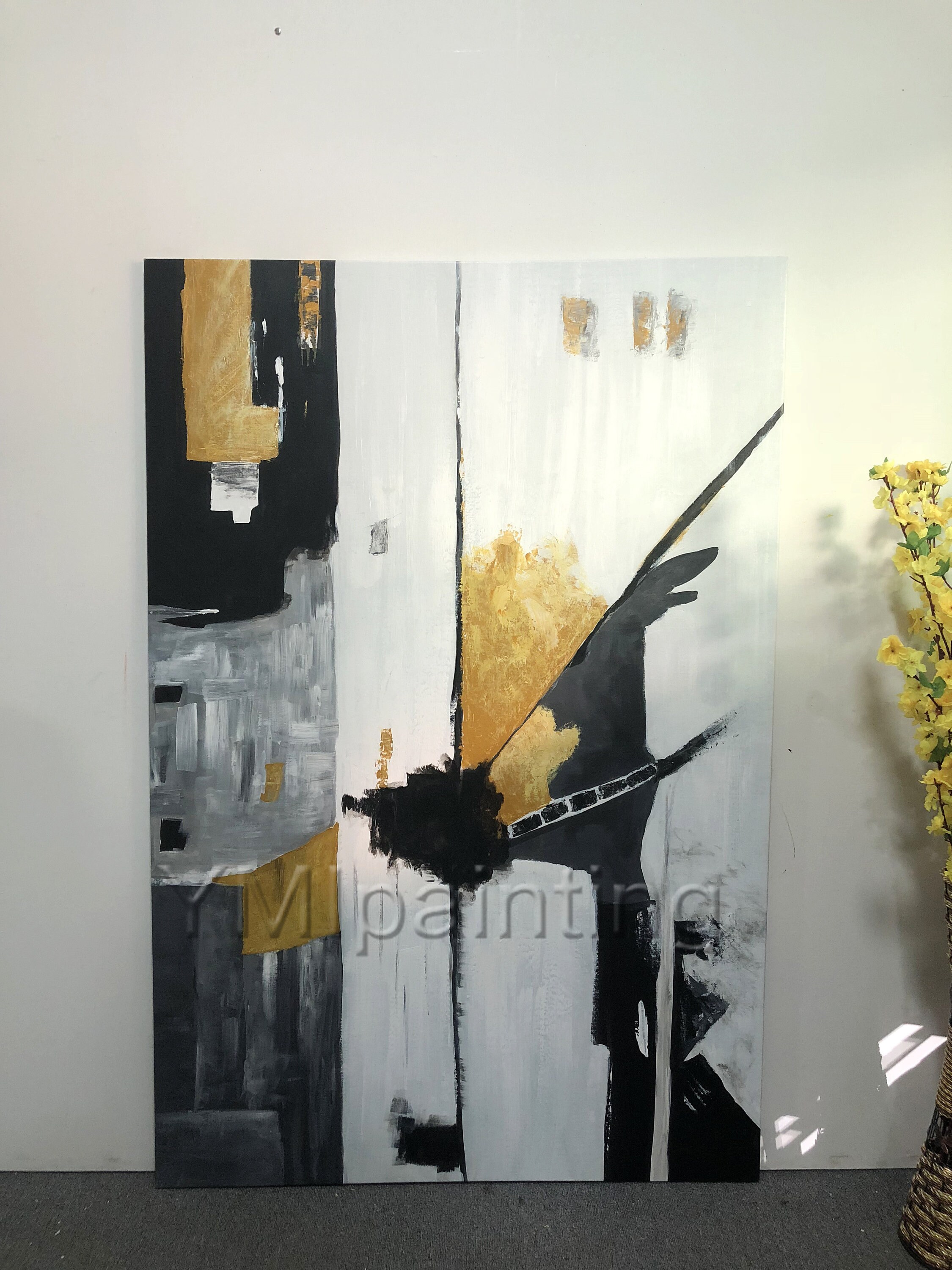 Gold art Abstract Paintings on canvas acrylic large wall art | Etsy