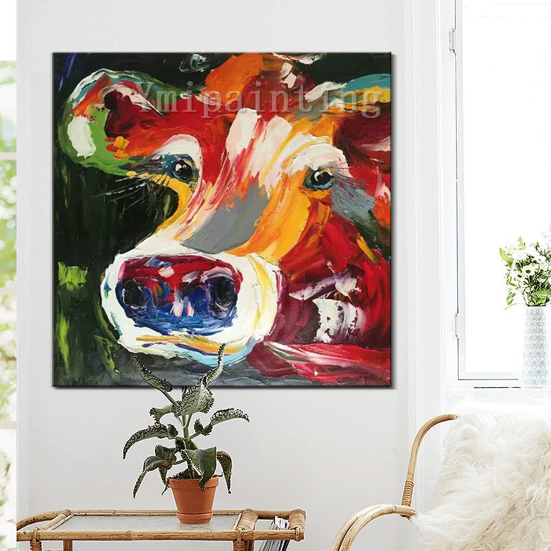 Cow Painting Palette Knife Painting on Canvas Farm Animal | Etsy